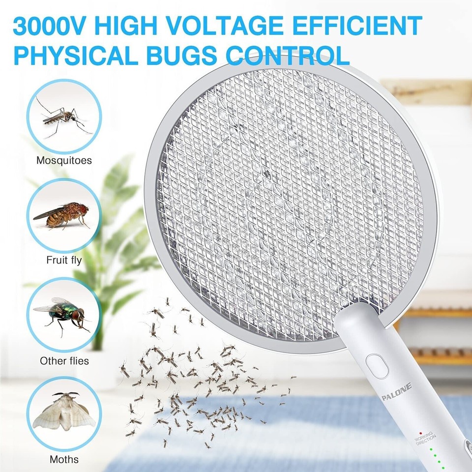 Electric Fly Swatter 4000V Bug Zapper Racket 2 in 1 Fly Swatter ...