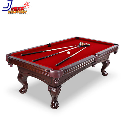 Augusta 8-Ft Pool Table Mahogany Finish Red Felt Billiard Game Table ...