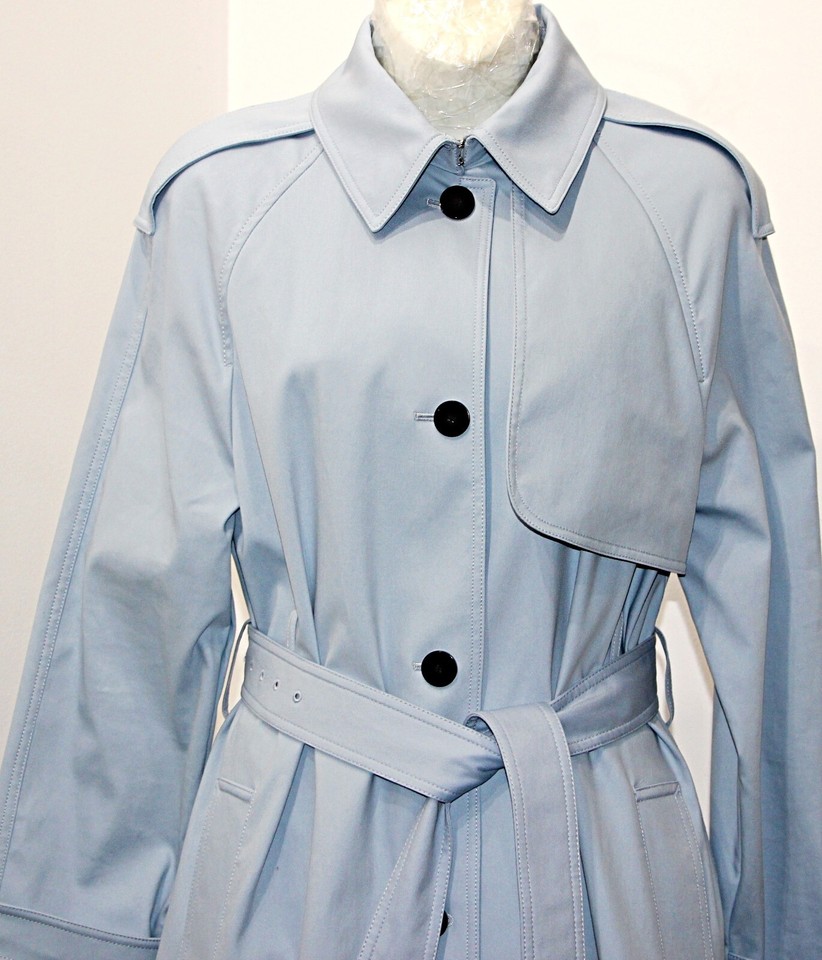 THEORY Single Breasted Belted Essential Trench Coat in Powder Blue sz S ...