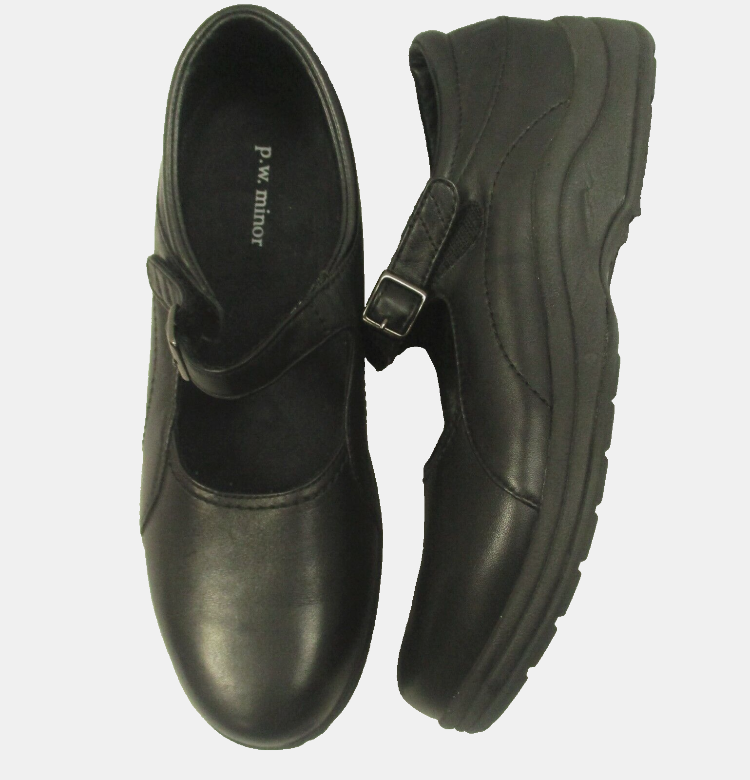 P.W.MINOR~NEW!!~WOMEN'S PARK AVENUE BLACK LEATHER MARYJANES COMFORT ...