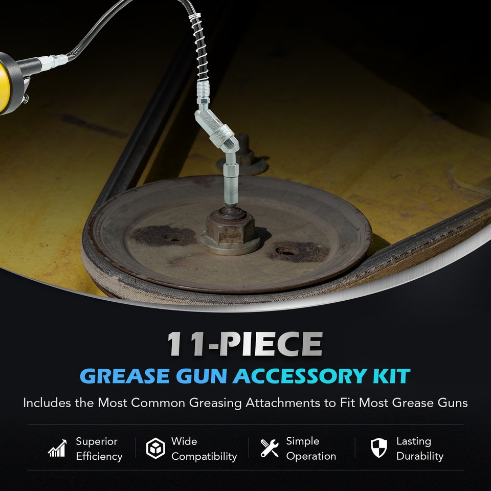 OMT 11 Piece Grease Gun Accessory Kit Lubrication Grease Zerk Fitting ...