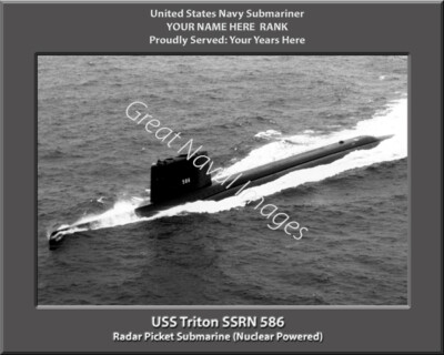 USS Triton SSRN 586 Personalized Canvas Submarine Photo Print Navy Vet ...