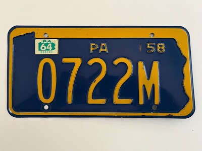 1964 Pennsylvania License Plate - year Stickers on Dated 1958 base - 5 ...
