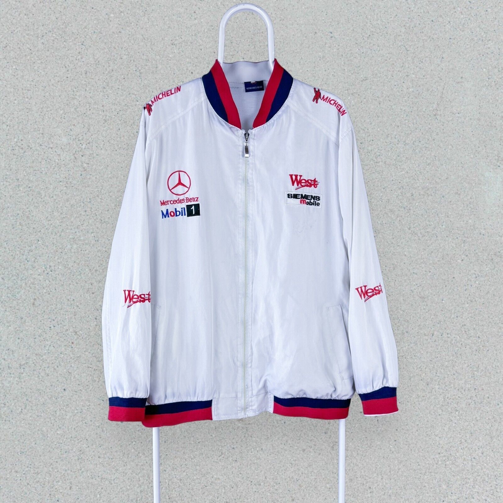 Vintage Mercedes Benz F1 Jacket West White Bomber Men… - Gem