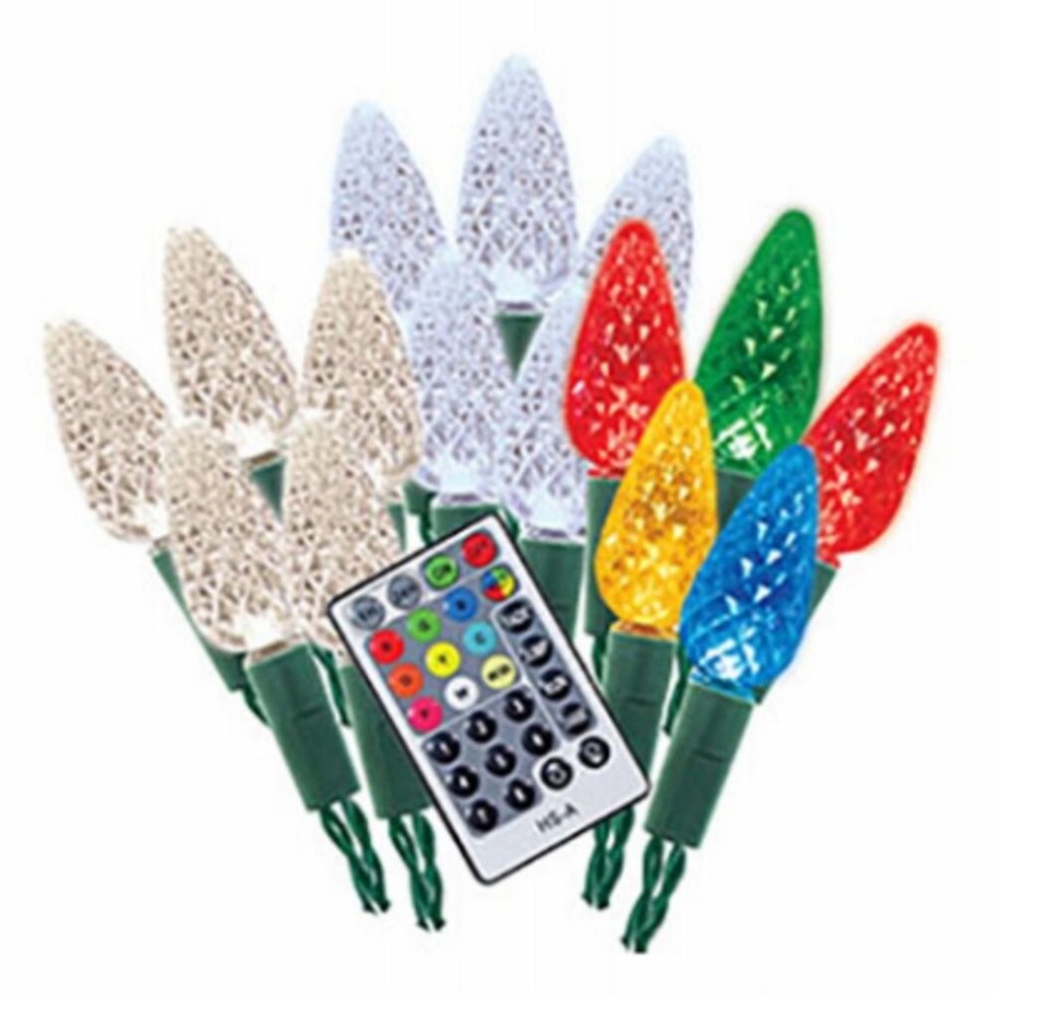 Sylvania 100 Light Multi Color LED String Lights C6 Multi-function Set ...