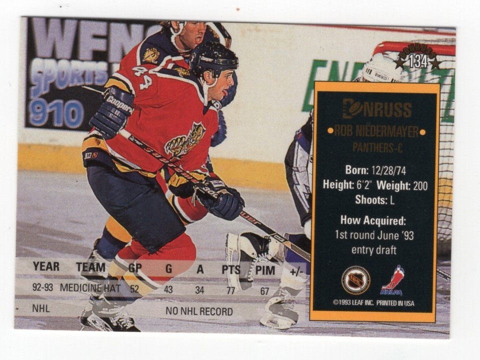 1993-94 Donruss #134 Rob Niedermayer, Florida Panthers | eBay