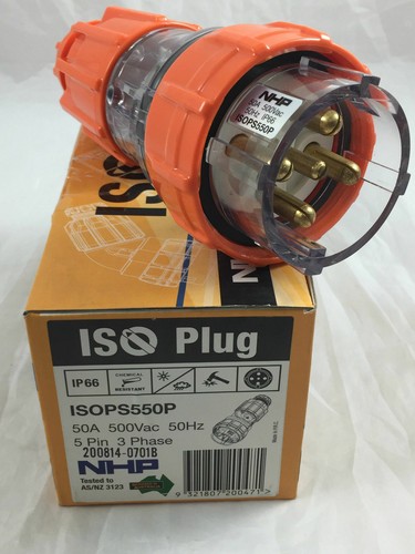 NHP ISOPS550P Plug Straight Top 5 Pin Round Pins 3 Phase 50A 500V AC 50 Amp | eBay Australia
