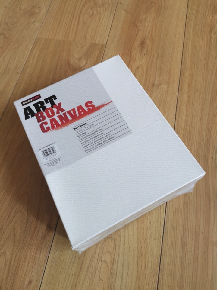 Hobbycraft Art Blank Box Canvas 10"x8" (25x20cm) Pk 3 Unbleached Cotton ...