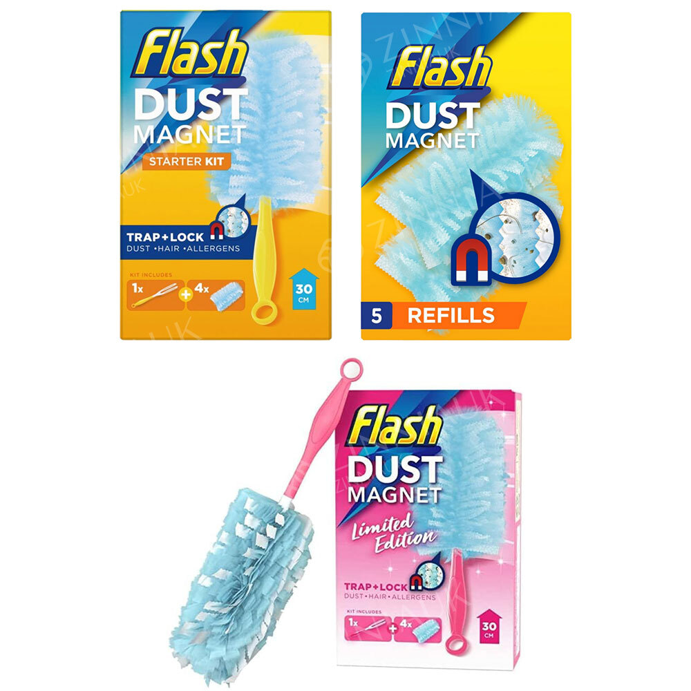 Flash Dust Magnet Starter Kit - 1 Handle 4 Fluffy Refills or 5 Refills ...