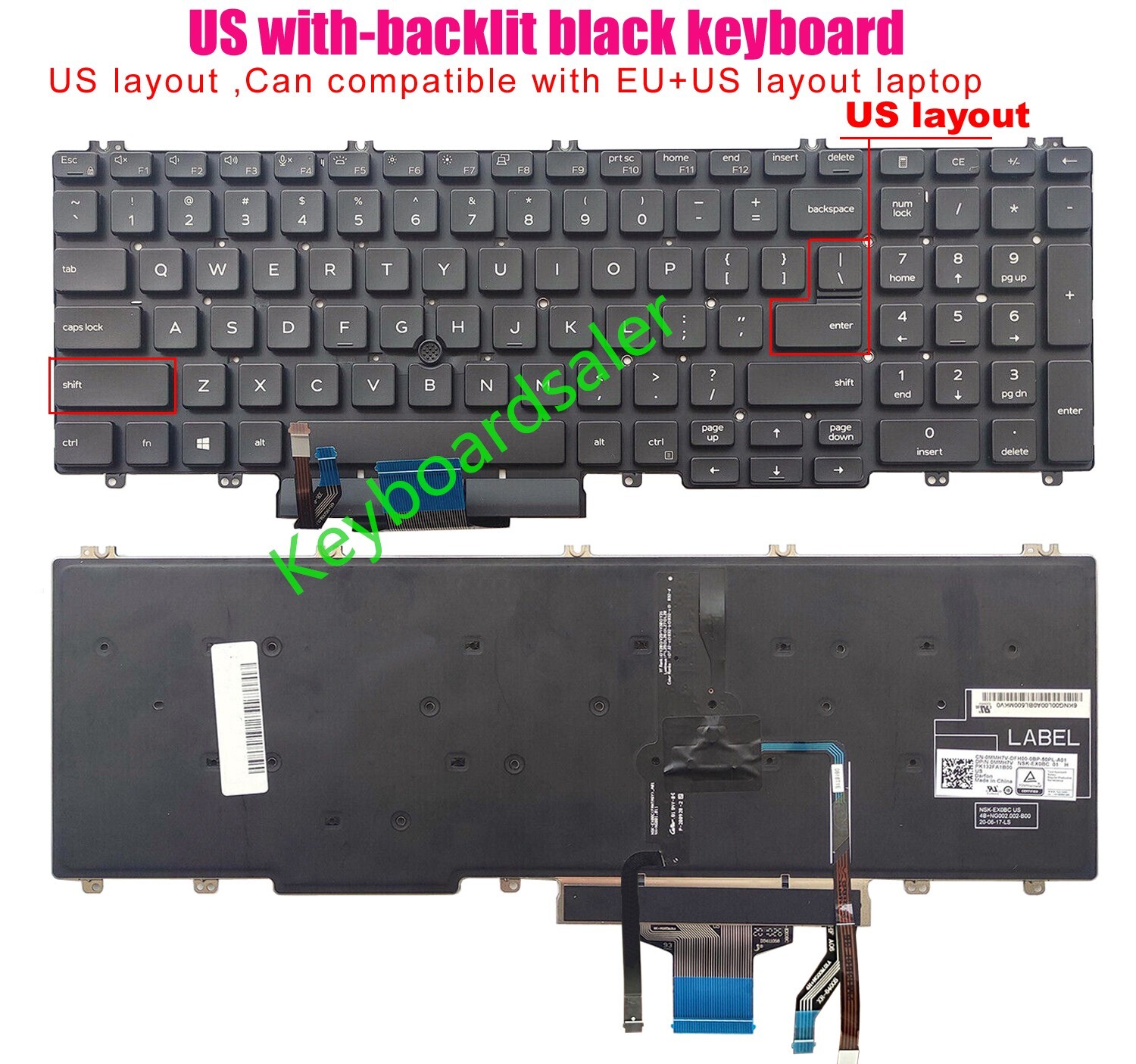 Backlit Keyboard For Dell Precision 3540 3541 3541 3551 Latitude 5500 ...