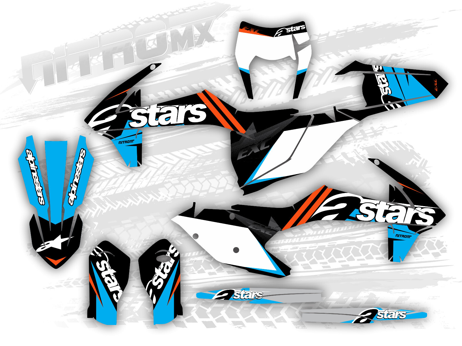 NitroMX Graphic Kit for KTM EXC EXC-F XC-W 125 250 350 450 500 2017 ...