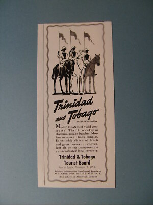 1952 TRINIDAD AND TOBAGO TOURIST BOARD TRAVEL PROMO ALES ART AD | eBay