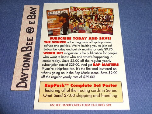 Rap Pack Order Form Premier 1991 The Source Word Up Rap Masters ...