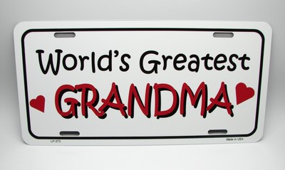 GRANDMA METAL CAR LICENSE PLATE TAG. GREATEST GRANDMA CAR LICENSE PLATE ...