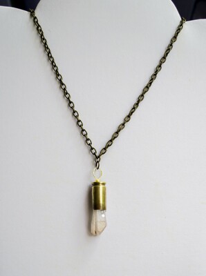 9mm Brass bullet Rose Quarts pendant necklace | eBay