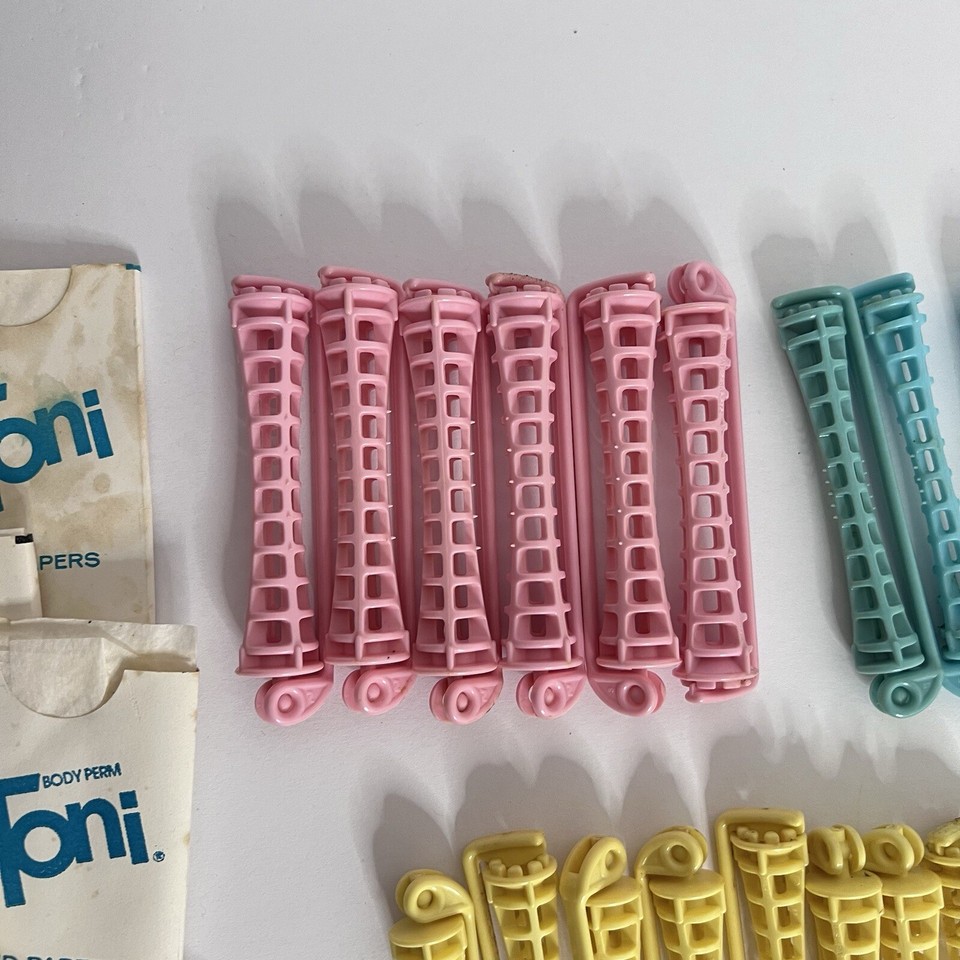 Vtg Spin Arm Swing Clip Perm Rods Curlers Lot of 68 Toni Roller w/ Box ...