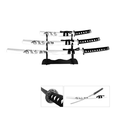 Snake Eye Tactical Two Tone Dragon Design 3 Piece Samurai Katana Set ...