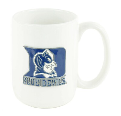 Duke Blue Devils White 15fl oz Ceramic Raised Enamel Logo Coffee Cup ...