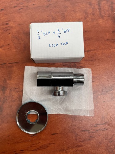 Stop Tap With Fittings - 1/2"BSPM X 3/4"BSPM - Chrome Plated | eBay ...