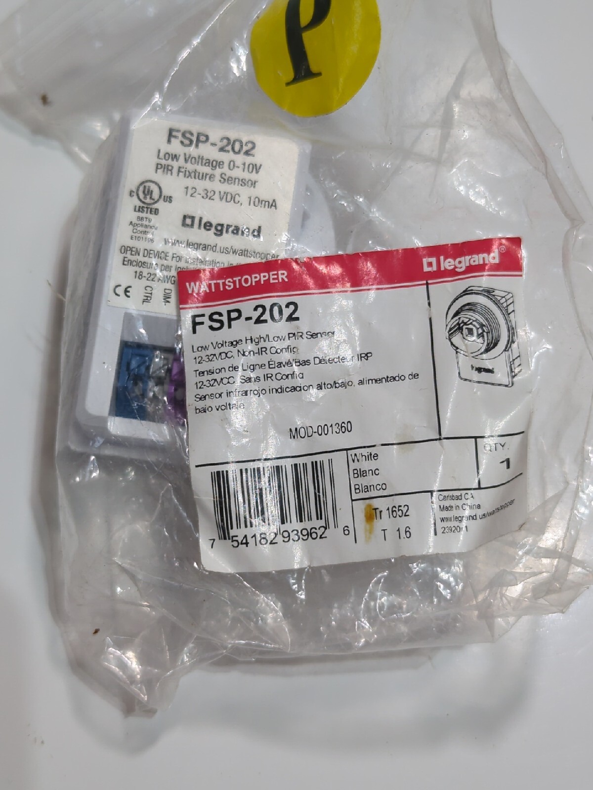 Legrand+WattStopper+FSP-202+Low+Voltage+High%2FLow+PIR+Sensor for sale ...