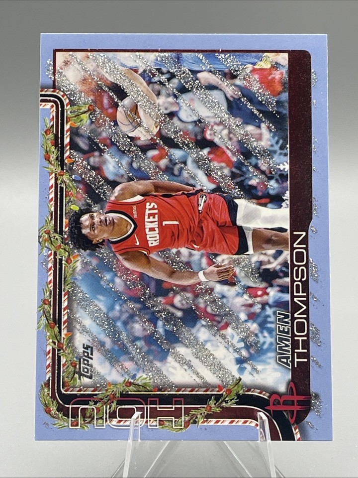 2025-26 Topps Holiday #H141 Amen Thompson Light Blue White Glitter ...
