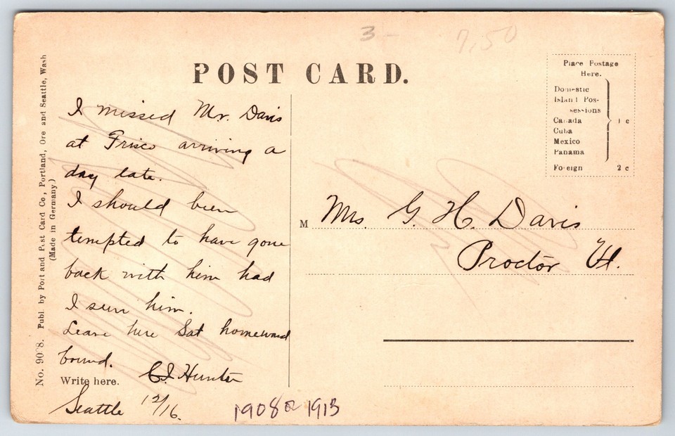 Ketchikan Alaska~Shore View from Waterfront~Ship Docked~c1910 Postcard ...