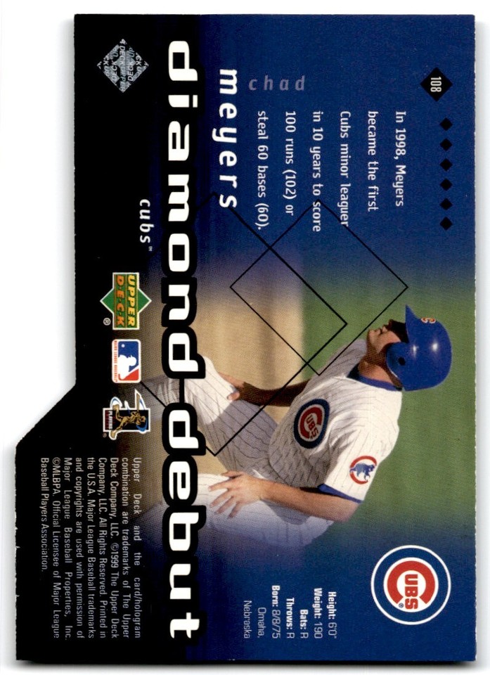 2000 Upper Deck Black Diamond Chad Meyers Rookie Chicago Cubs #108 | eBay