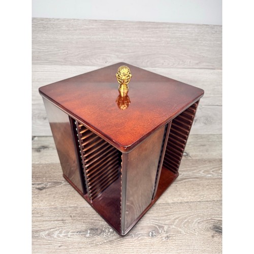Bombay Company Rotating Wood 64 DVD CD Case Holder Storage Rack ...