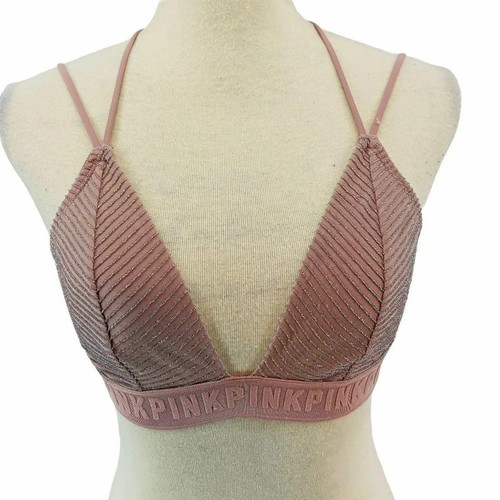 PINK Victoria's Secret Bralette Pink Silver Metallic Strappy Back ...
