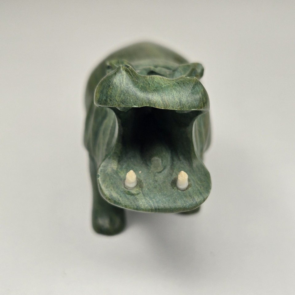 Vtg Hand Carved Hippopotamus Natural Green Stone African Verdite South ...