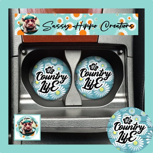 Car Coasters Country Life White Daisies Set of 2 Neoprene Absorbent ...