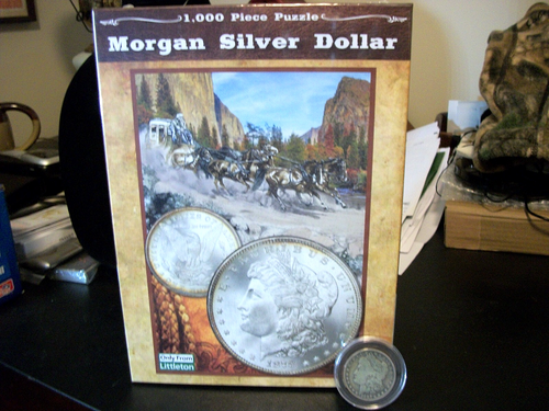 1887-O CIRC. MORGAN SILVER DOLLAR & NEW 1,000 PIECE PUZZLE MORGAN ...