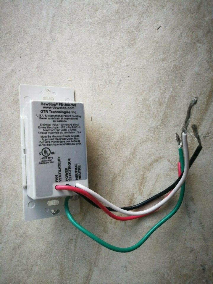 DewStop FS-300-W1 Adjustable Bathroom Fan Control Switch, White | eBay