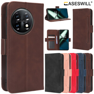 For OnePlus 12 / 11 Retro Flip Leather Card Holder Wallet Case+Screen ...