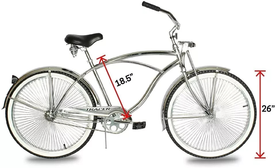 26" Chrome Beach Cruiser Bike Single Speed Moon Handlebars Springer ...