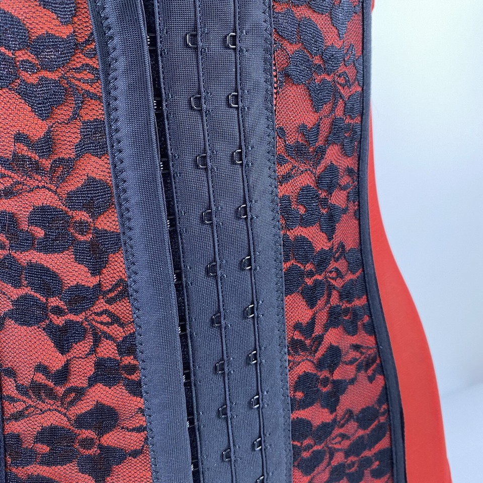 Allacki Sheer Mesh Boned Waist Cincher with 6 Straps Garter Belt Body ...