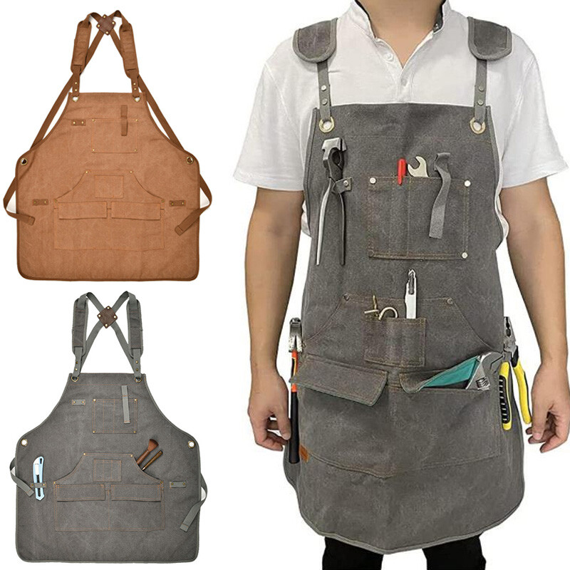 Canvas Woodworking Workshop Tool Pocket Apron Carpenter Hair Salon Chef ...