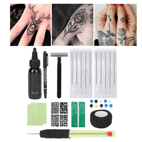(3RL)Hand Tattoo Pen Kit DIY Complete Manual Tattoo Kit For Tattooist ...