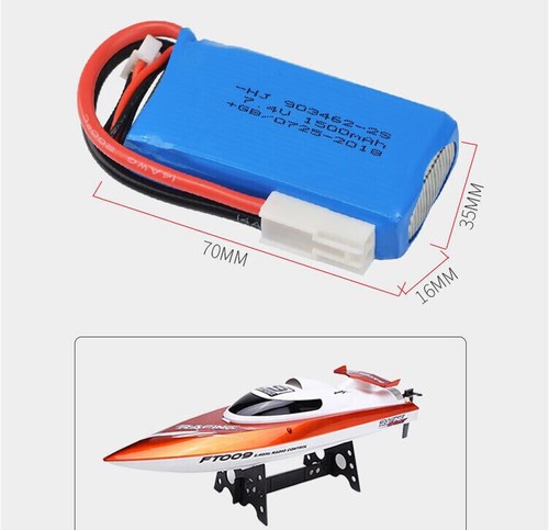 Rc Lipo Battery 7.4V 1500mAh 2S EL2P Plug For FT009 Rc Boat / Rc Toys ...