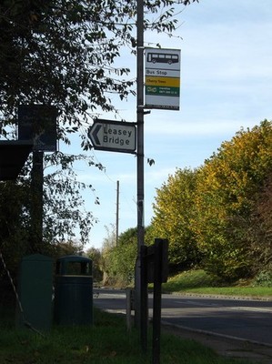 Photo A1 Bus stop sign on the B653 Lower Luton Road Leasey Bridge At th ...