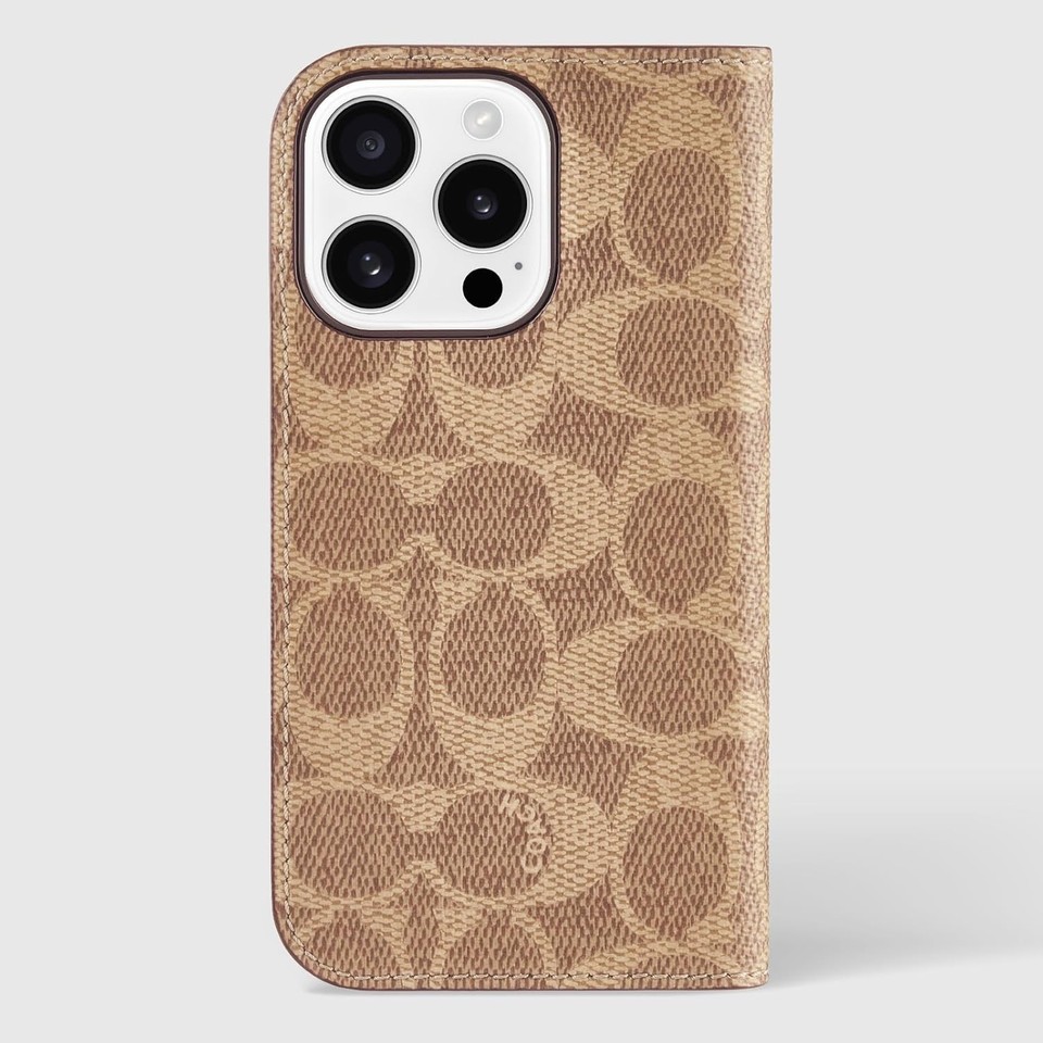 Coach Signature Canvas Wallet Folio Case for iPhone 16 Pro - Designer ...
