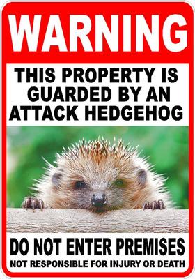 WARNING ATTACK hedgehog Pet Guard on Duty sign vinyl lettering | eBay