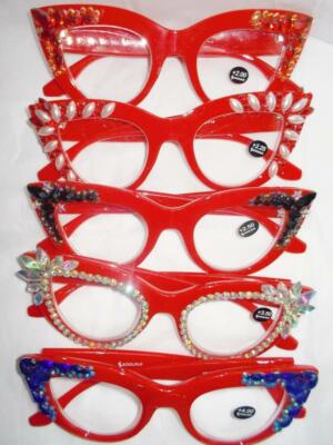 READING GLASSES 5 RED READERS 5 STYLES 5 STRENGTHS RHINESTONE BEAUTIES ...
