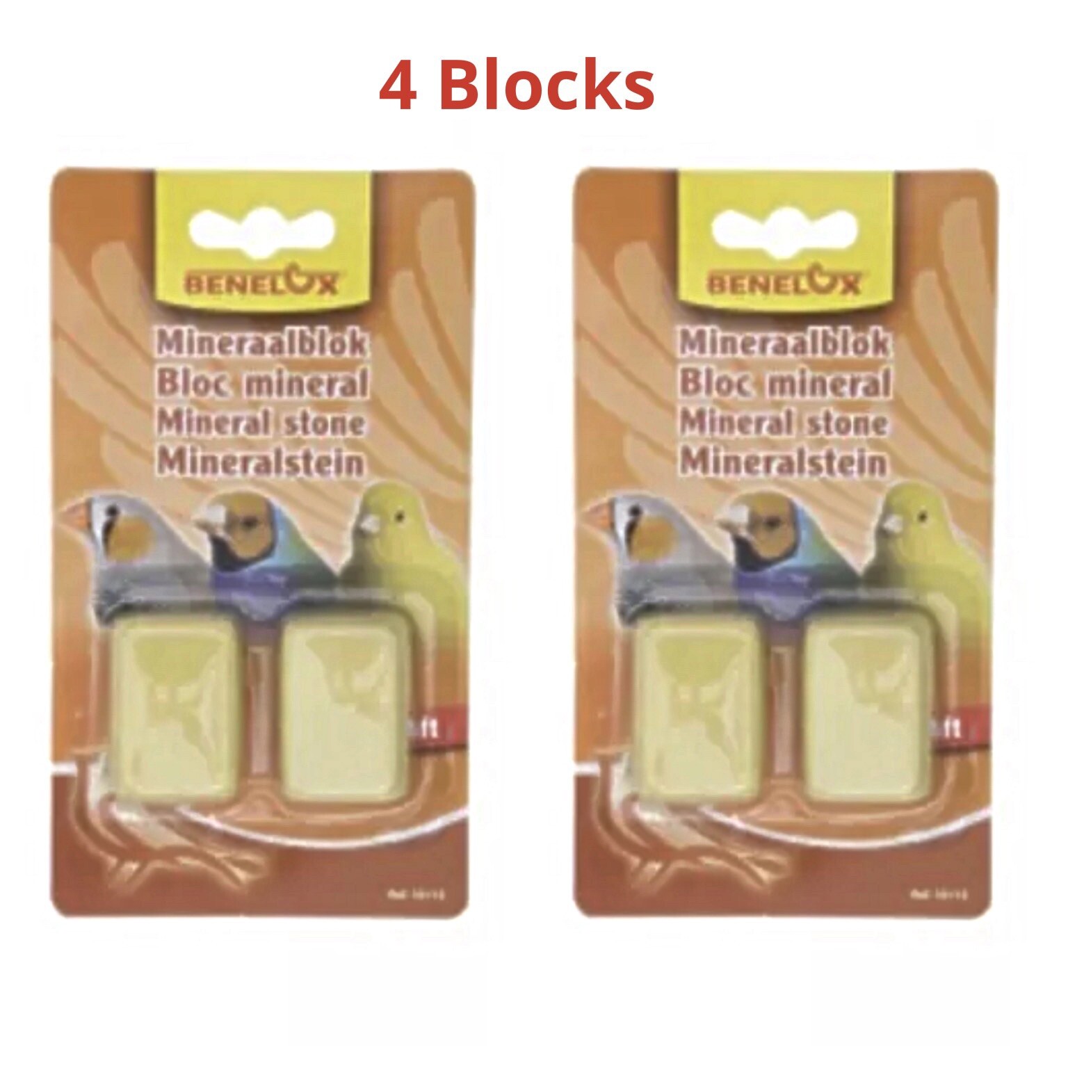 4 x MINERAL BLOCK FOR CAGE AVIARY BIRDS - BUDGIES - FINCHES - CANARIES ...