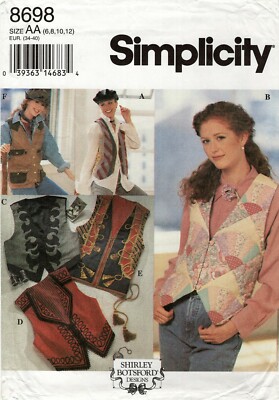 Simplicity 8698 Quilted & Applique Vests in 2 Lengths Sz 6-12 CUT ...