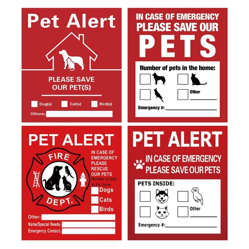 8Pcs Pets Inside Stickers Safety Dogs Inside Alert Stickers Pet ...