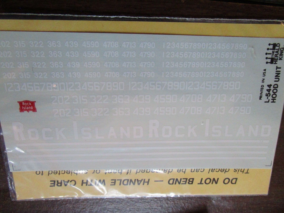 Herald King Decals HO L-544 Rock Island diesel hood unit, Wht Letters ...