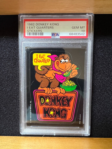 1982 Topps Donkey Kong sticker PSA 10 I Eat Quarters Super Mario ...