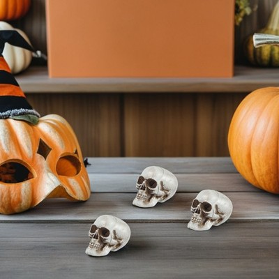 12PCS Mini Skull Head Figurines - Human Skeleton Skull Hand Statues ...