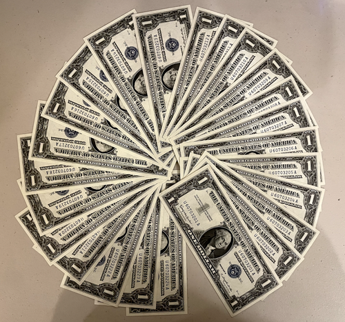 Consecutive 1957 One Dollar Blue Seal Note Silver Certificate Bill $1 ...